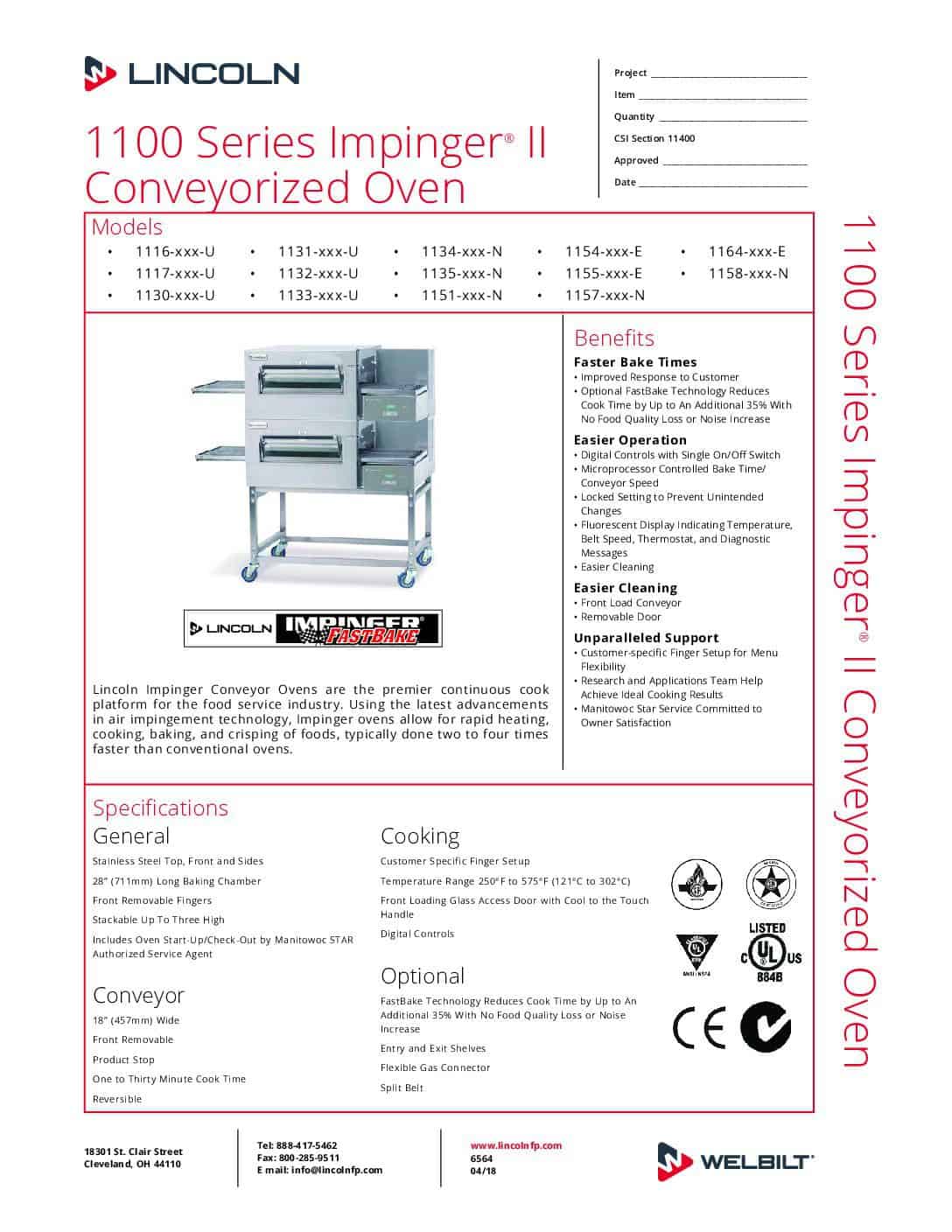 1116-000-U Lincoln Impinger II Express Conveyor Pizza Oven, Natural Gas ...